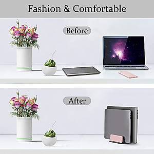 Vertical Laptop Holder, Asher Fashion Vertical Laptop Stand with Adjustable Dock Size, MacBook Stand Made of Premium ABS Plastic, 4 in 1 Design Space-Saving for All Cellphones, MacBooks