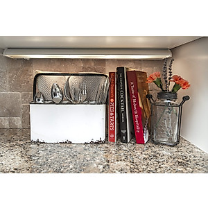 Creative Co-Op Farmhouse Metal Storage Caddy with 6 Compartments and Handle, Distressed White and Black