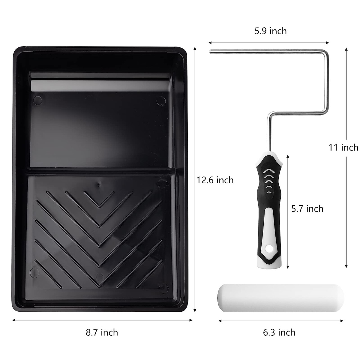 Mister Rui Paint Roller Kit, 9 Pack 6 Inch High Density Foam Paint Roller, Paint Tray with Liner, Mini Paint Rollers for Painting Walls, Small Paint Roller Tray Set