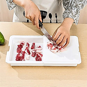 GULRUH Wood Cutting Boards for Kitchen, Foldable Food Cutting Board 3 in 1 Cutting Board Plastic Basket Drain Tray Multifunctional Kitchen Table Durable and Non-Greasy Kitchen Tool (Color : White)