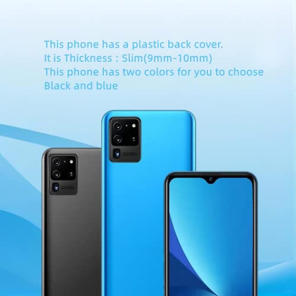 aderroo 6.52in Screen,H314 Unlocked Cell Phone，1G RAM, 8G ROM，Supports 3GWCDMA : 850/2100MHZ SIM Card Frequency Band，Front and Rear Camera ，Android Smartphone（Blue）