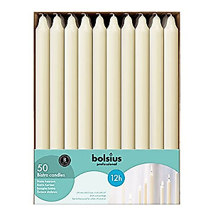 BOLSIUS Ivory Candlesticks Bulk Pack 50 Count - Unscented Dripless 11.5 Inch Household & Dinner Candle Set - 12+ Hours - Premium European Quality - Consistent Smokeless Flame - 100% Cotton Wick