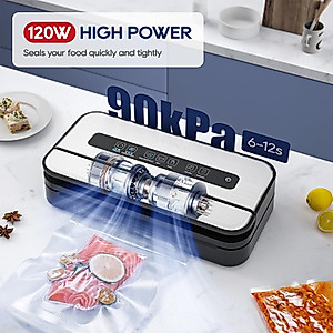 Liquid Vacuum Sealer Machine, 90Kpa Vacuum Sealer for Liquid/Dry/Moist food, Double Heat Seal, Easy-Lock Handle, Built-in Cutter and Bag Storage & Removable Drip Tray | 2 Bag Rolls