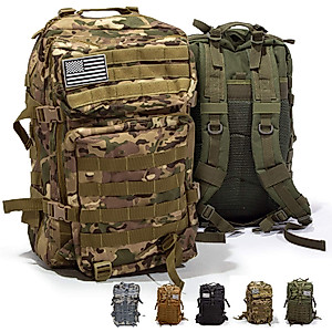 Sirius Survival 50L Expeditionary Tactical Backpack - Large Molle Bag (Black)