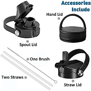 32oz Water Bottle,Vacuum Insulated Stainless Steel Water Flask with Straw Lid Auto Spout Lid Sport Lid,Leak Proof,Double Walled Travel Thermo Mug,Metal Canteen,Hot Cold Water Bottles