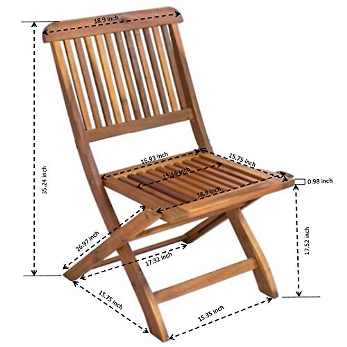 BTEXPERT BC5177 Backyard Balcony Deck Furniture 3 Piece Round Coffee Folding Table 2 Chairs Patio Wood Bistro Set, Acacia Brown