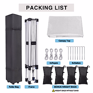 CAJECUS 8' x 8' Pop Up Canopy with Air Vent on The Top, Durable Easy Beach Canopy Tent, Waterproof Outdoor Canopy with 3 Adjustable Height, Roller Bag, 4 Sand Bags, 4 Ropes and 8 Stake