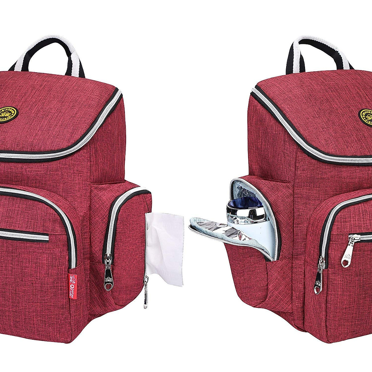 Qimiaobaby Lightweight Diaper Bag, Mommy goes Out to Store Diaper Backpack (Red Win)