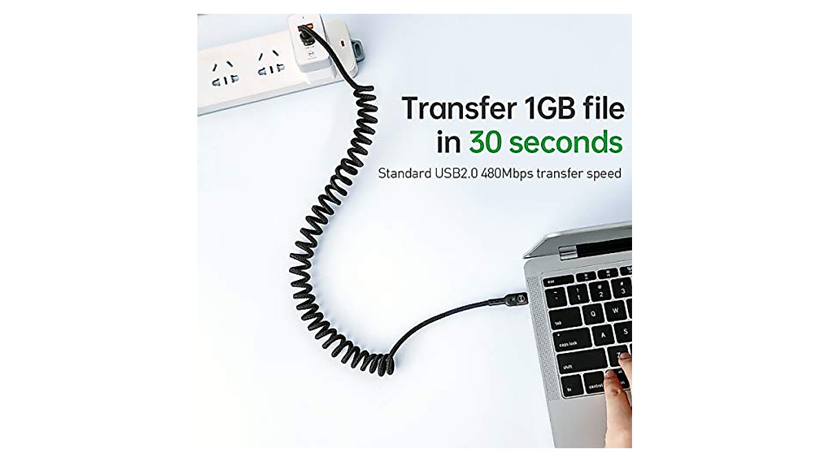 Scalable Coiled USB C to USB C Cable - 60W PD Fast Charge