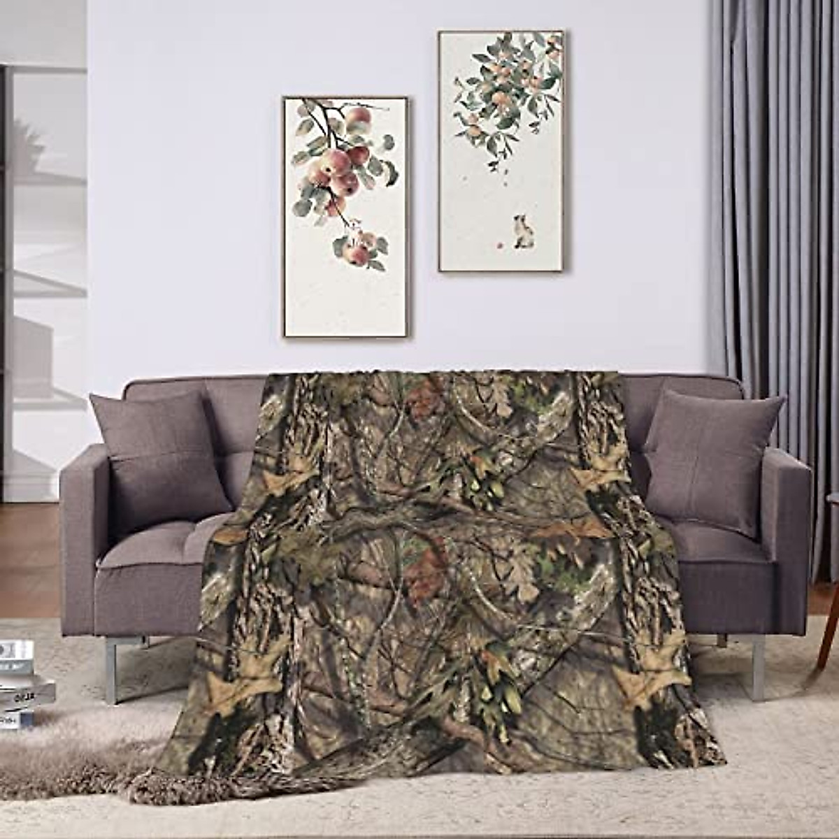 Camo Hunting Camouflage Forest Throw Blanket Super Soft Warm Bed Blankets for Couch Bedroom Sofa Office Car, All Season Cozy Flannel Plush Blanket for Girls Boys Adults, 50"X40"