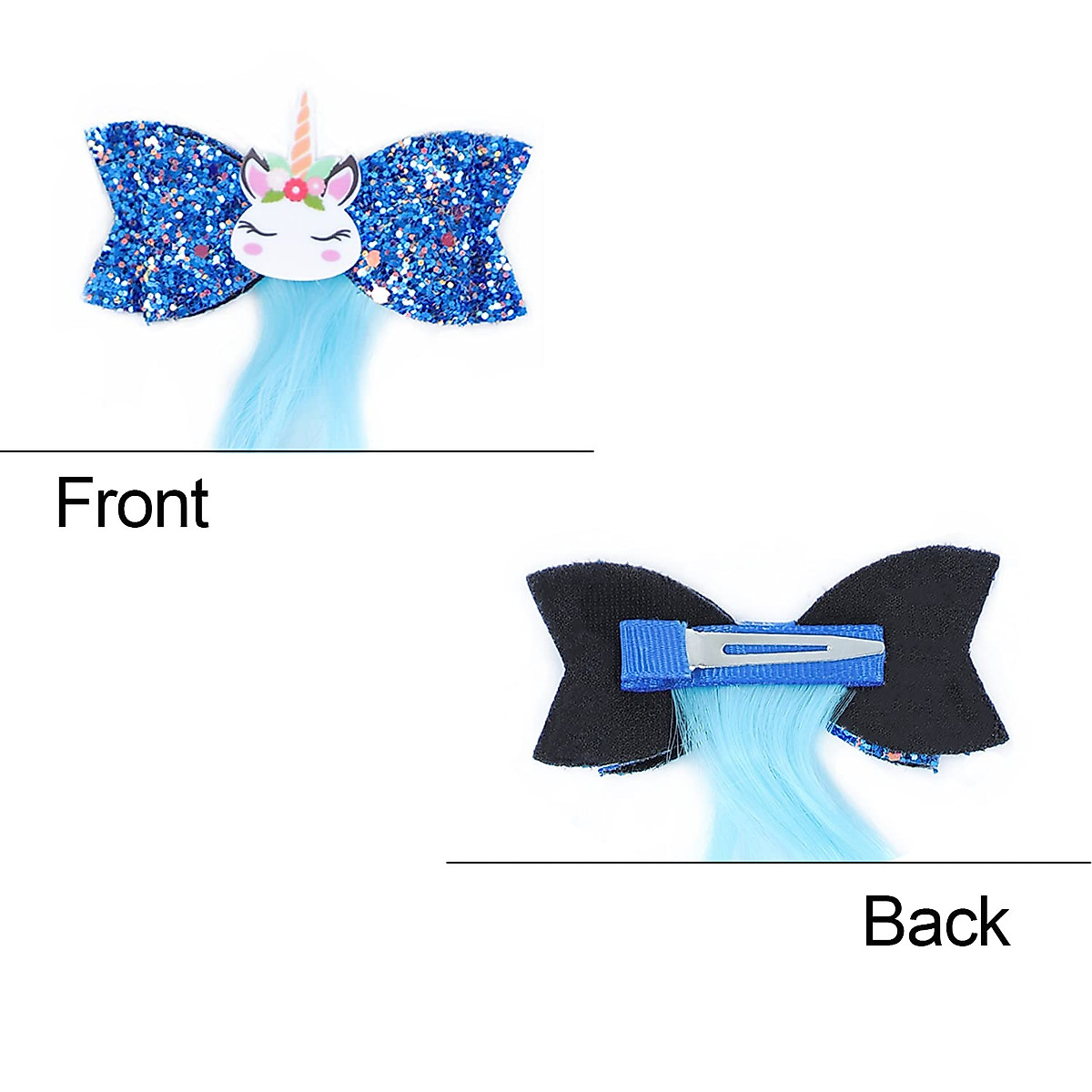 Hair Accessories for Girls - Unicorn Hair Clips, Glitter Braided Hair Extensions, Gradient Hair Bows for Dress Up