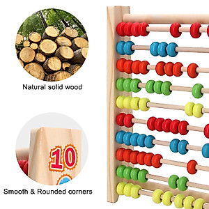 Sealive Classic Wooden Abacus for Kids Math, Educational Counting Toy with 100 Beads, 123 Learning Number Abacus for Toddler, Mathematics Toy Beads Game for Preschool Children Kindergarten