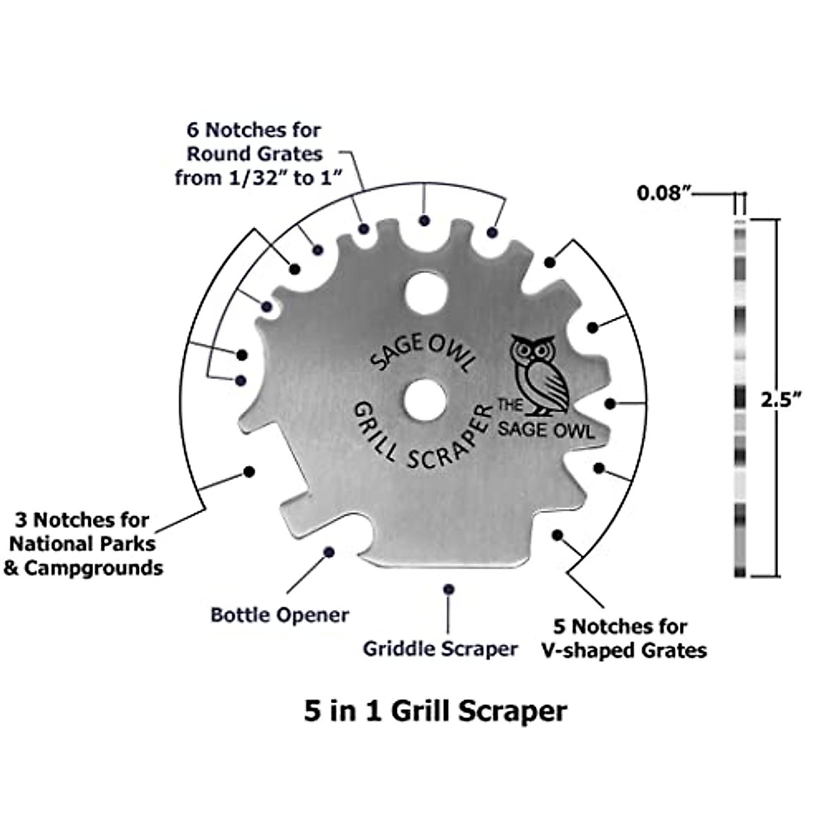 Universal Brass Grill Scraper with Handle, and an Additional Universal Stainless Steel Grill Scraper Combo - Stocking Stuffers for Mom