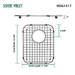 Serene Valley Sink Protector and Kitchen Sink Bottom Grid NDG1317, 304 Premium Stainless Steel, dim 11 7/8" x 15 3/8"