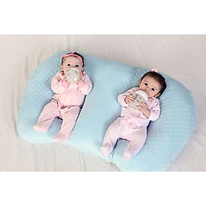 Twin Z Pillow The Blue - 6 uses in 1 Twin Pillow ! Breastfeeding, Bottlefeeding, Tummy Time, Reflux, Support and Pregnancy Pillow! Contains no Foam!