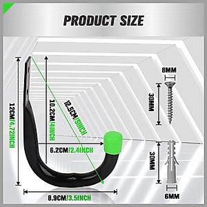 SWANLAKE Heavy Duty Garage Storage Utility Hooks, Utility Hooks for Garage Wall,Color Black (12PCS)