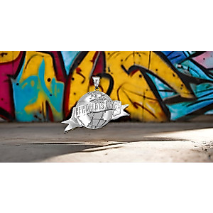 LA BLINGZ Sterling Silver THE WORLD IS YOURS Globe Pendant