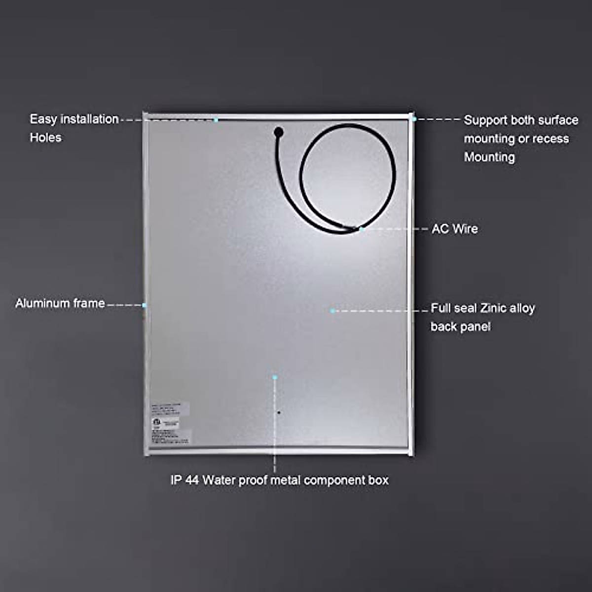 Wemin Smart Home Surface 24x30 Inch LED Mirror Medicine Cabinet with Adjustable Color Temp, LED Lighted Medicine Cabinet w/Defogger, Light Color Dimmer(2700-6500K), Outlets & USB (24x30)