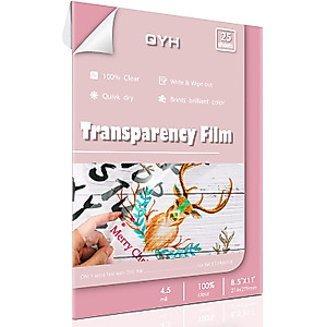 Transparency Film Paper Clear for Overhead Projector Transparencies and Inkjet Screen Prints 8.5 x 11,25sheets
