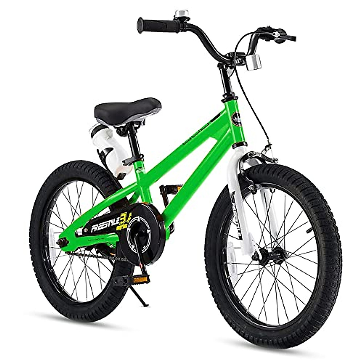 RoyalBaby Freestyle Kid’s Bike for Boys and Girls, 18 inch with Kickstand, Green (RB18B-6G)