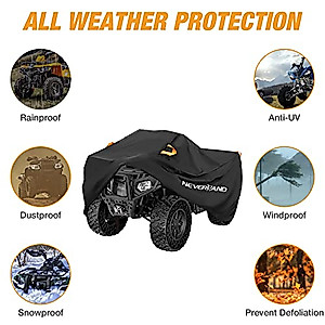 NEVERLAND ATV Cover Waterproof Heavy Duty 4 Wheeler Cover Quad Cover All Season Weather Proof Outdoor UV Protection for Polaris Kawasaki Yamaha Suzuki Honda (Black Large)