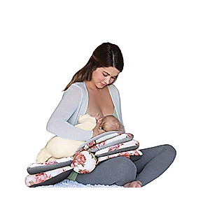 Infantino Elevate Adjustable Nursing and Breastfeeding Pillow - with multiple angle-altering layers Polyester for proper positioning to aid in feeding even as your baby grows, floral
