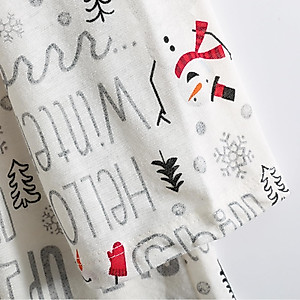 PNAEONG Women's Cotton Sleepwear Long Sleeves Nightgown Print Tee Sleep Dress XTSY109-Long White Snowman-L