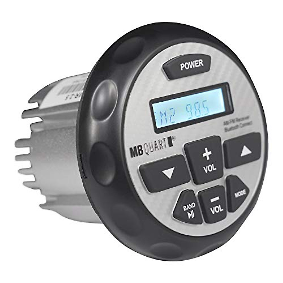 MB Quart GMR-2.5 Bluetooth Gauge Stereo Receiver w/Aux For RZR/ATV/UTV/Cart Bundle with Pair Rockville RKL65MBW Marine Boat Speakers and Pair RWB70B Marine Swivel Tower Speakers