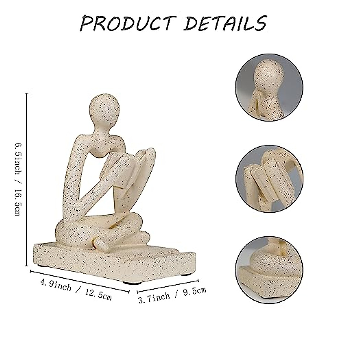 Cucuby Office Desk Pencil Holder Decor Cute Women Desk Supplies Pen Phone Stand Accessories School Organizers Reading Thinker Statue and Sculptures Resin Home Decor for Work