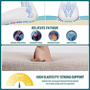 mudilun Indoor 31inch Piano Bench Cushion Outdoor UV Protection Lounge Patio Seat Pad Thickened Soft Sofa Pads Kitchen Dining Washable Cushions(Beige)