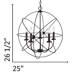 Canarm ICH282B05ORB25 Sumerside 5 Light Chandelier, Oil Rubbed Bronze