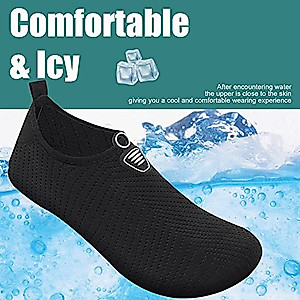 Unisex Water Shoes Quick-Drying Beach Aqua Shoes for Women Men Black Embossed 6-7 W/ 5-6 M US
