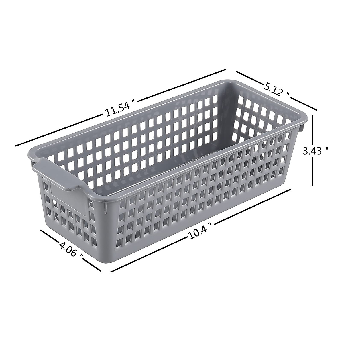 Yuright 12 Pack Narrow Baskets for Storage, Grey Small Plastic Storage Baskets