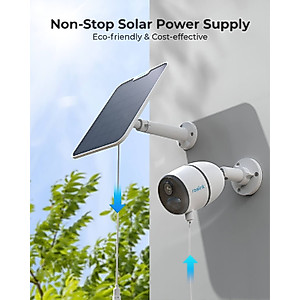 REOLINK 6W Solar Panel White, Non-Stop Solar Power Supply for All Wireless Battery Camera, Trackmix/Argus PT/Go PT Ultra, Waterproof, Adjustable Mount, 4 Meters Cable(Only Use for Battery Cameras)