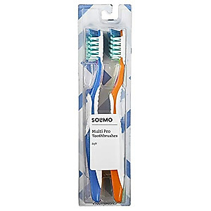 Amazon Brand - Solimo Multi Pro Toothbrushes, 4 Count