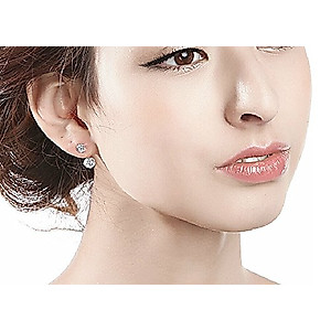 Infinite U 925 Sterling Silver Double Ball Earrings Jacket Front Back 2 in 1 Stud Earrings (A)