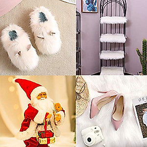 4pcs Faux Fur Shaggy Fluffy Faux Fur Fabric for DIY Craft Costume Seat Cushion Pad 10x10inch (White)