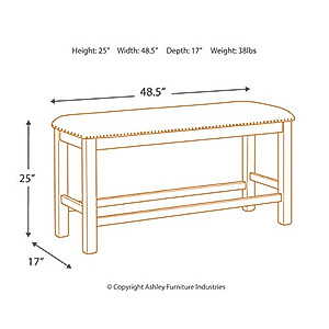 Signature Design by Ashley Morriville Counter Height Upholstered Dining Room Bench, Brown
