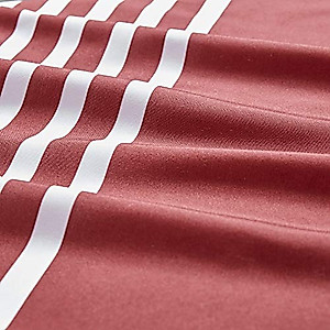 Comfort Spaces Twin XL Comforter Sets with Sheets - Bed in a Bag 6 Pieces Teen Bedding Sets Twin XL, Red and Grey Stripes Bedding Twin XL, College Twin XL Bed Set with 2 Side Pockets Bedroom Organizer