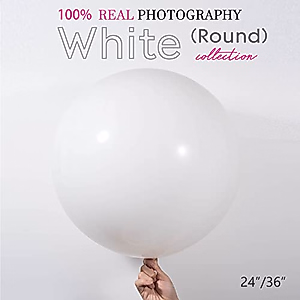 36 inch Giant Round White Balloons 5 PACK Thick extra large Jumbo Balloon for Wedding Birthday Baby Shower Anniversary Party Decorations
