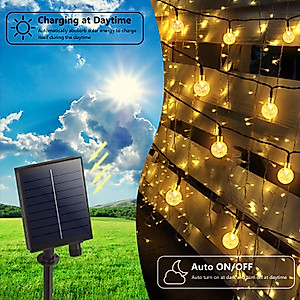 Solar String Lights Patio Lights LED Halloween String Lights for Outside Garden Yard Party Wedding Christmas Decoration Waterproof with Remote 25ft 60 LED