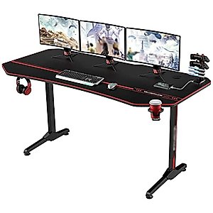 MJWDP 63 Inch Gaming Desk E-Sports Computer Table PC Desk Gamer Tables Workstation with USB Gaming Handle Rack