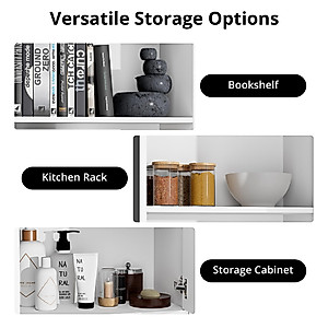 Kitchen Pantry Storage Cabinet 75" Tall 4 Doors Wood Freestanding Cupboard with Open Countertop and Adjustable Shelves Utility Hutch Cabinet for Dining Room Living Room Laundry Bathroom, White