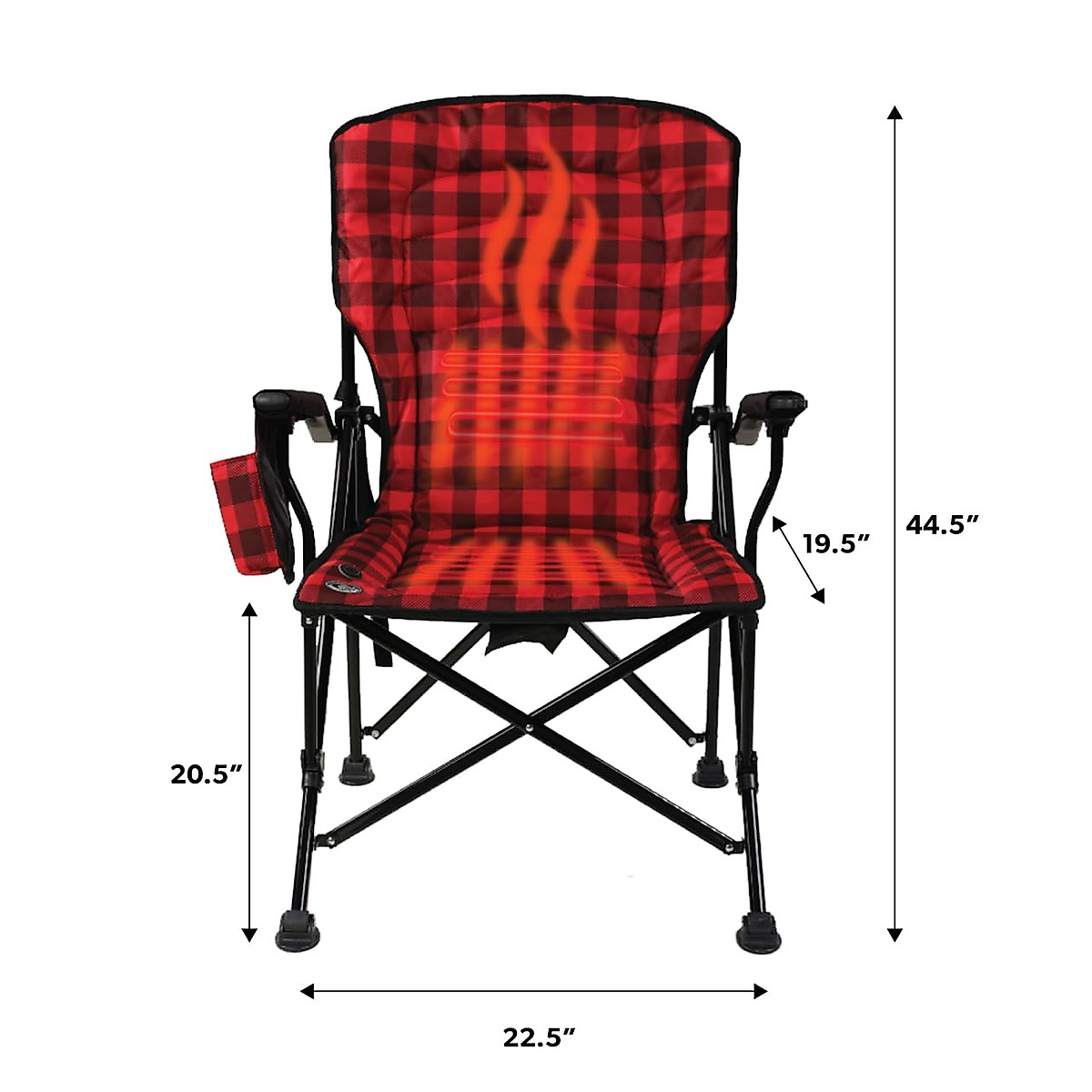 Kuma Outdoor Gear Switchback Heated Chair with Carry Bag, Luxury Heated Outdoor Chair for Camping, Glamping, Sports & Outdoors (Red/Black)