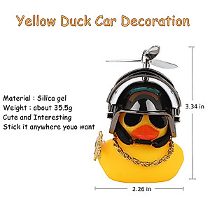 U-Goforst Cute Rubber Duck Toy Car Ornaments Yellow Duck Car Dashboard Decorations Bike Gadgets with Propeller Helmet (Silver grey)