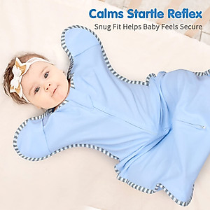 Transition Swaddle, Infant Sleep Sack 0-3 Months Arms up Swaddle 2-Way Zipper 100% Cotton Arms in/out, 0.8 Tog Baby Swaddle Newborn Sleep Sack for Boys Girls, 2-Pack Transitional Swaddle Sack (Small)