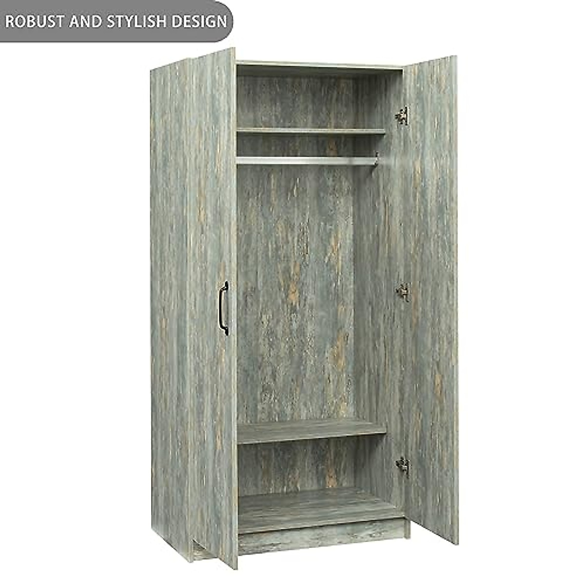 RIDFY 65" Bedroom Armoires,High Wardrobe with Clothing Rod,Large Storage Wardrobe Cabinet with 2 Doors,Kitchen Cabinet for Office, Home,Grey(65" H x 31.5" W x 20" D)