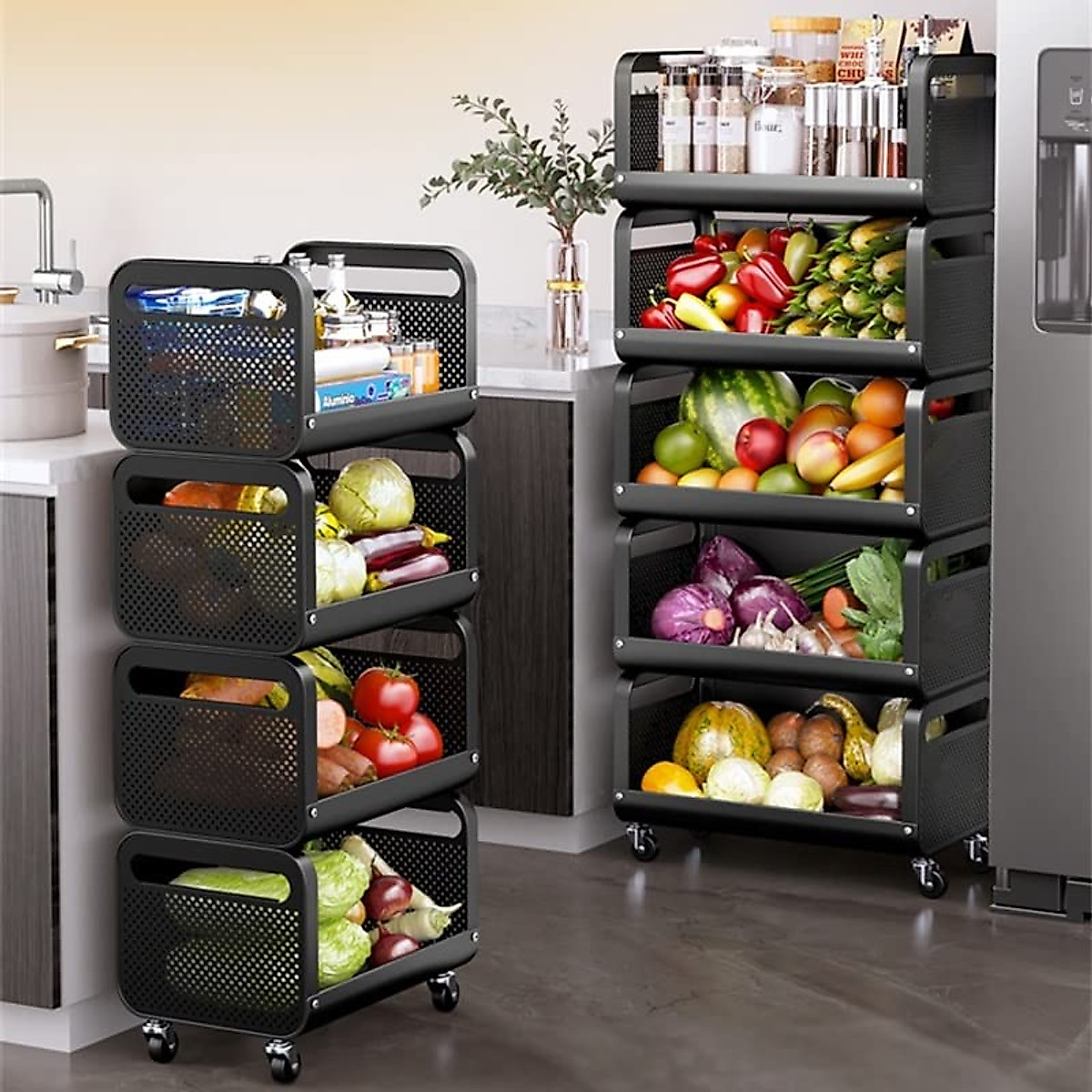 DANN Kitchen Spice Storage Rack Multi-Level Drop Tableware Rack Removable Storage Rack for Bathroom Storage Rack (Color : D, Size : 97.5cm*40cm)