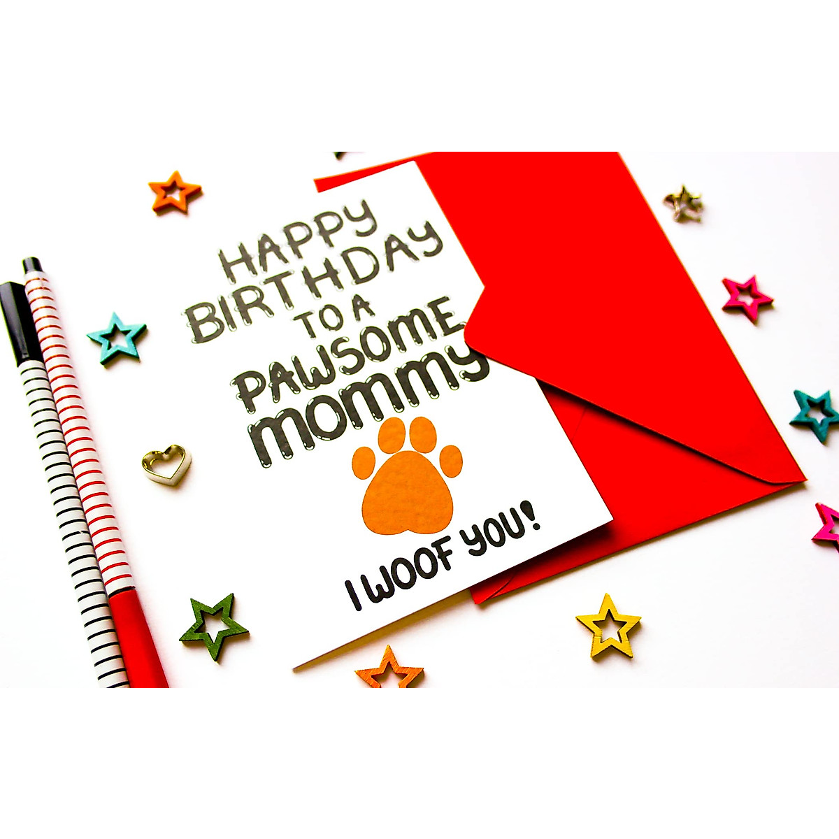 Cute Birthday Card From Dog for a Pawsome Mommy, Puppy, Pet For A Fur Baby Mommy, Parent, Mom