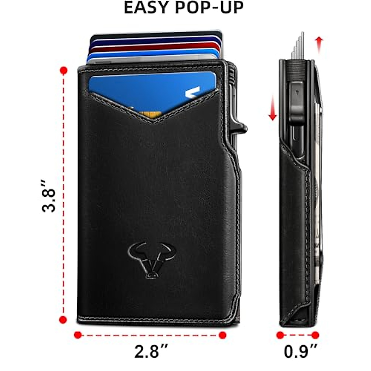 BULLIANT Men Wallet Gift Boxed,Slim Front Pocket Wallet Money Clip Card Holder 3.8"x2.7",Pop-up Access